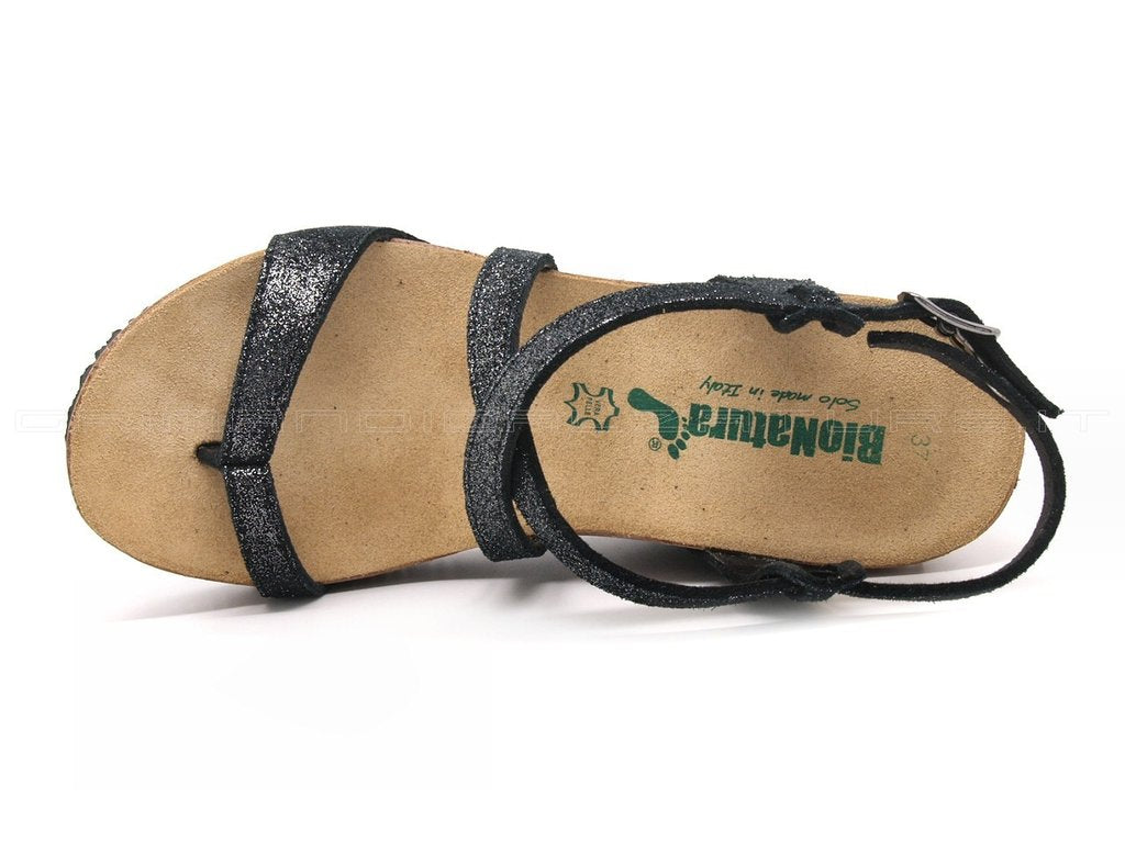 BioNatura sandali infradito zeppa alta nero | Grimandi calzature shop